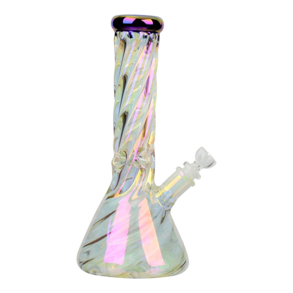 10 inch Iridescent Twisted Glass Beaker Bong - Cloudsgreen