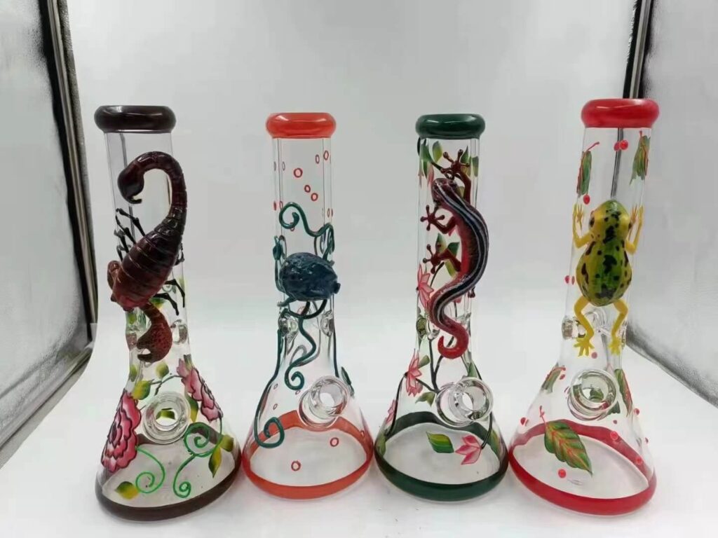 Hand Drawing 3D Art Glass Beaker - Cloudsgreen